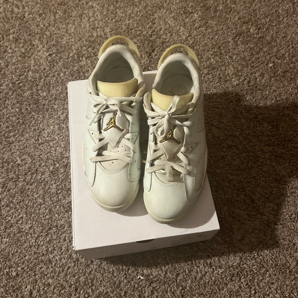 Jordan | Shoes | Air Jordan Retro Sneakers In Cream And Gold | Poshmark